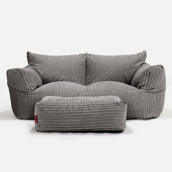 Lounge Pug 2 Sitzer Riesen Sitzsacksofa Cord Graphitgrau