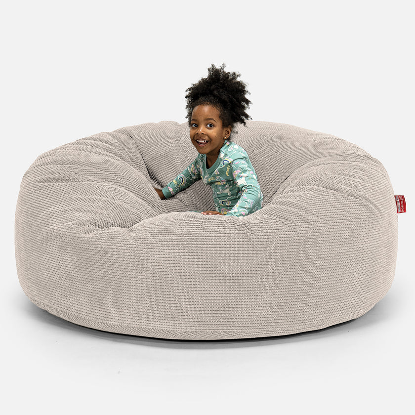 Lounge Pug Riesen Familiengröße Kinder Sitzsack Sofa Pom Pom Creme